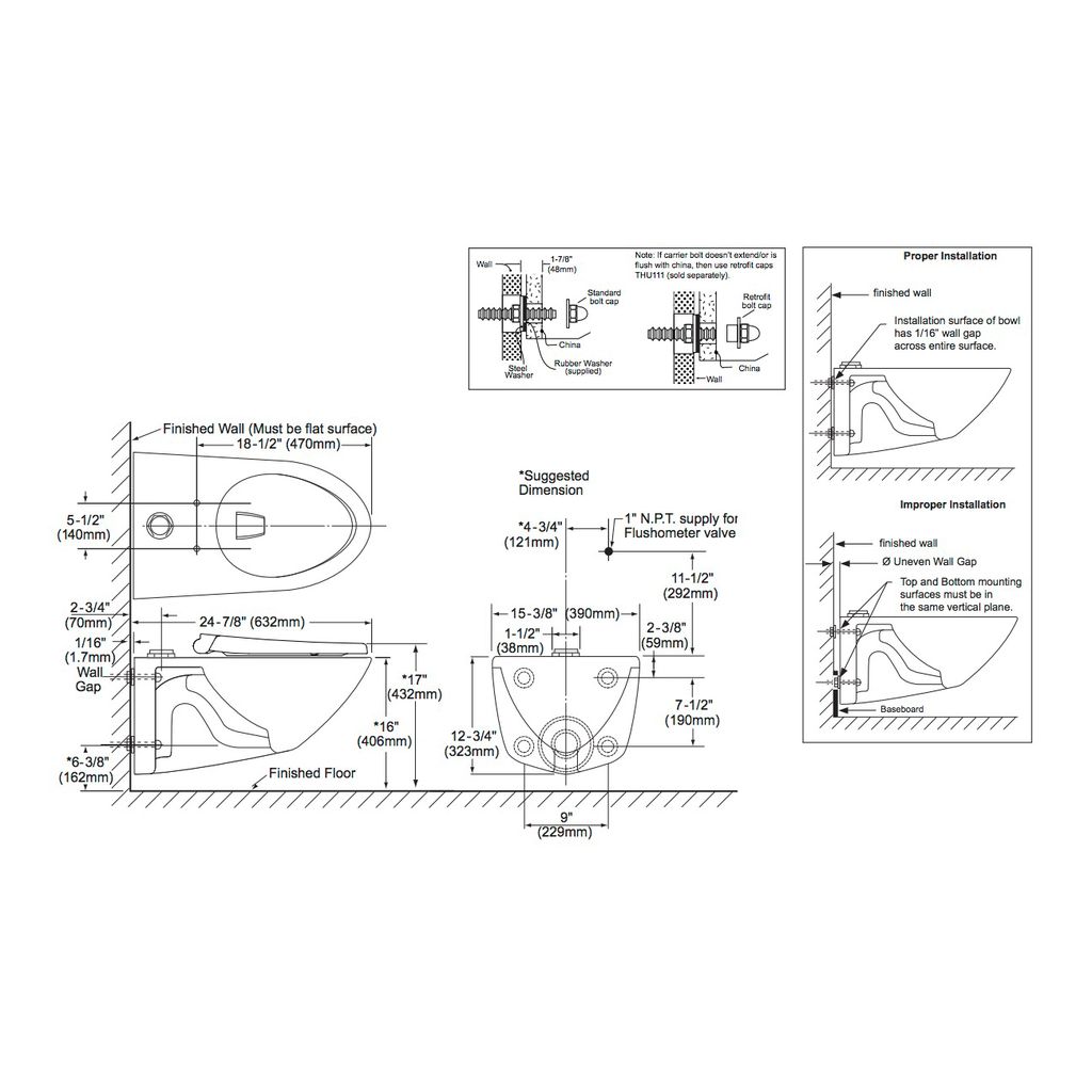 TOTO CT708U Commercial Flushometer Ultra High Efficiency Elongated ...